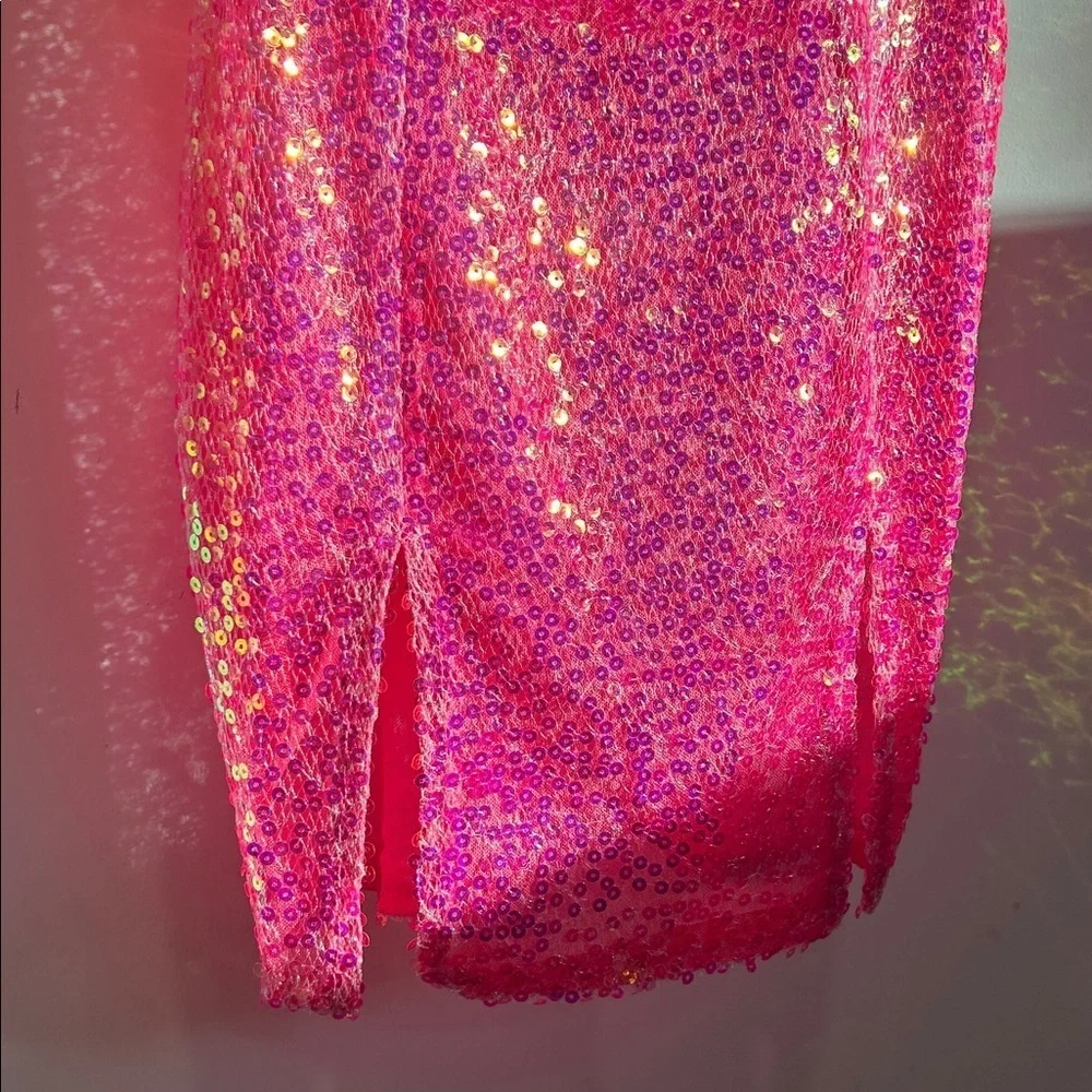 new pink | Dresses | New Pink Dolls Kill Pink Sequin Drape Neck Mini ...